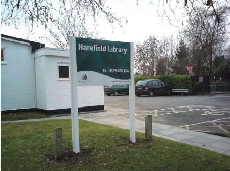 Pole and Plank: Smart new sign for Harefield Library - Sign Update